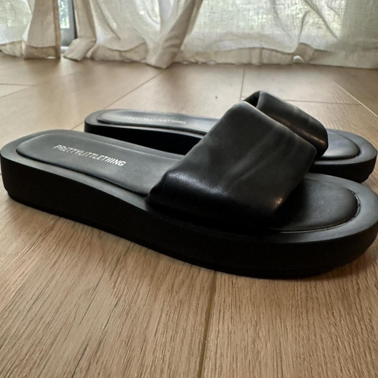 Pretty Little Thing Black Sandals - Depop