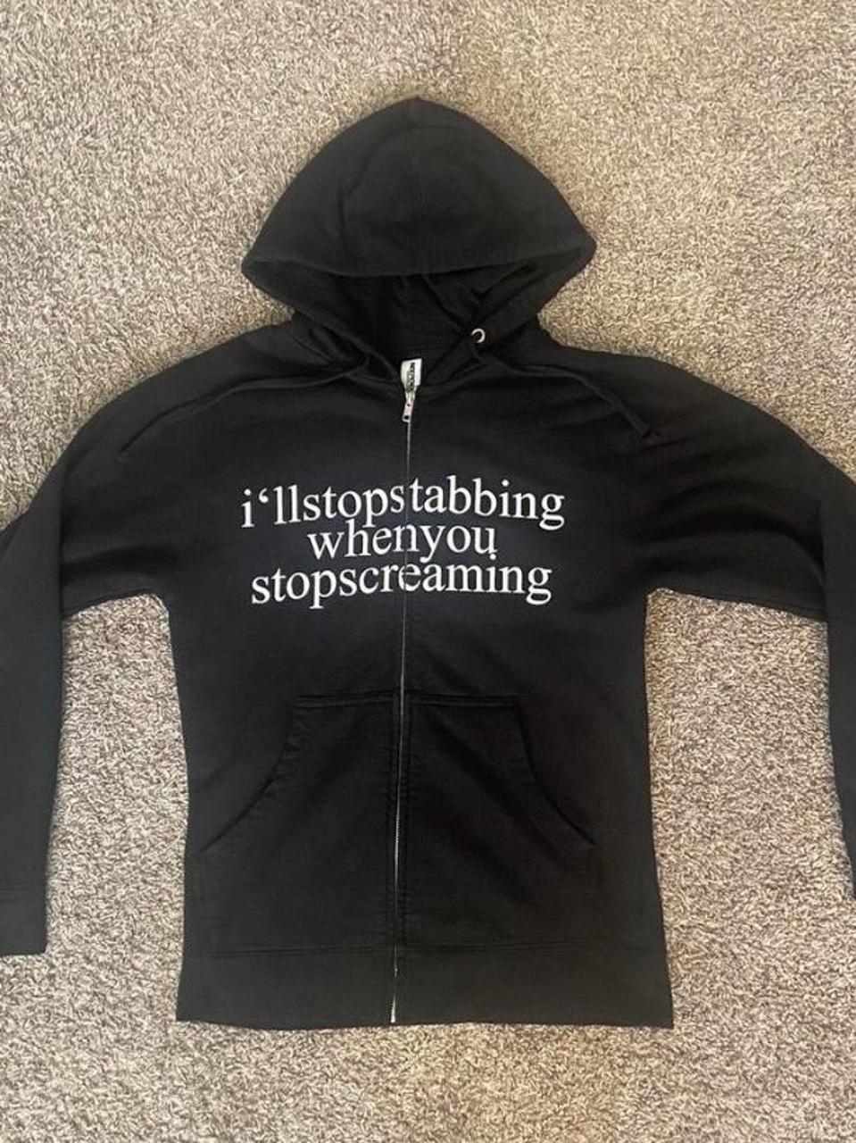 illstopstabbingwhenyoustopscreaming hoodie Chiodos... - Depop