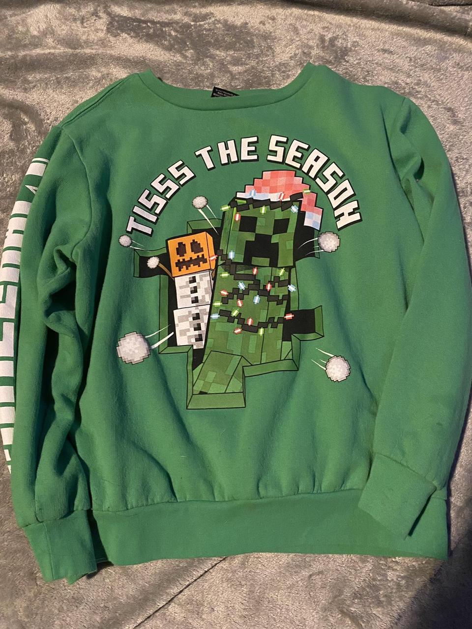 kids large minecraft christmas sweater. worn twice,... - Depop