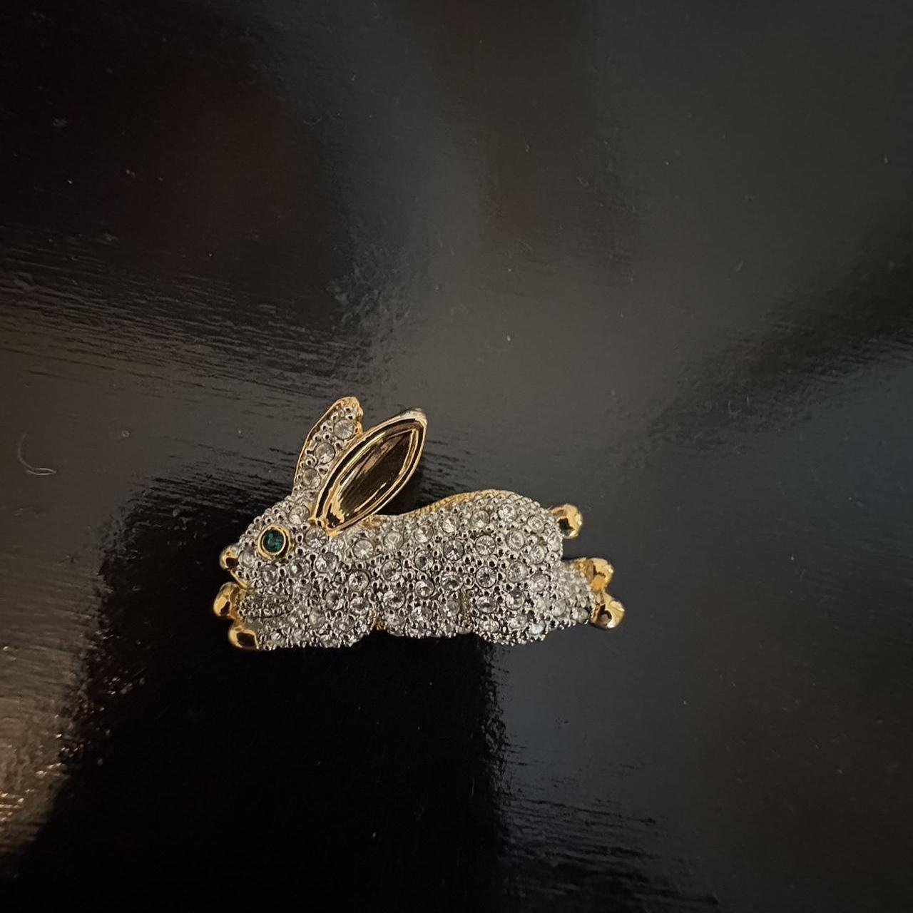 Gold and silver jeweled rabbit brooch #jewelry #vintage | Depop