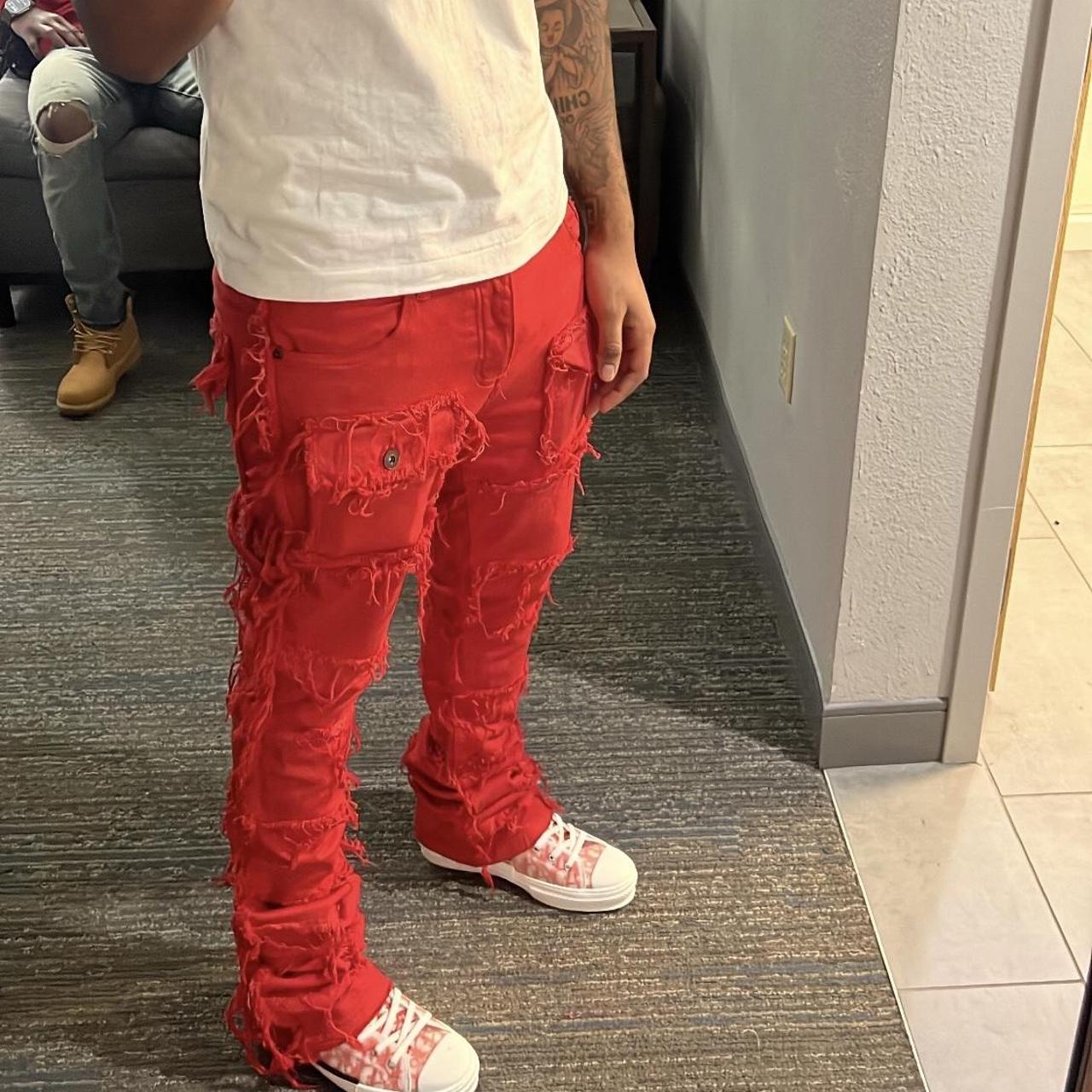 red valabasas stacked jeans, only worn once. paid... | Depop