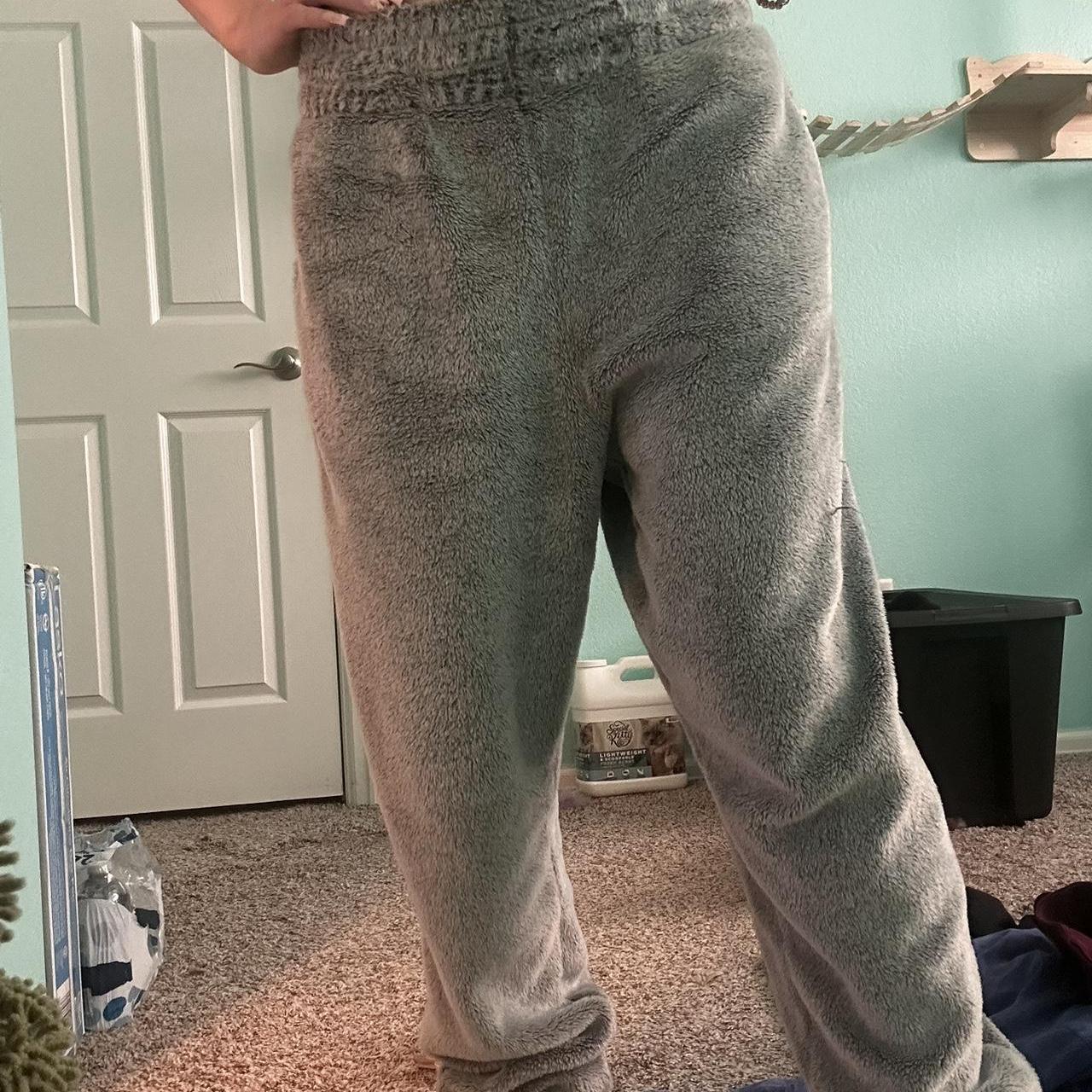 Thrifted L oversized fur sweatpants with elastic... | Depop