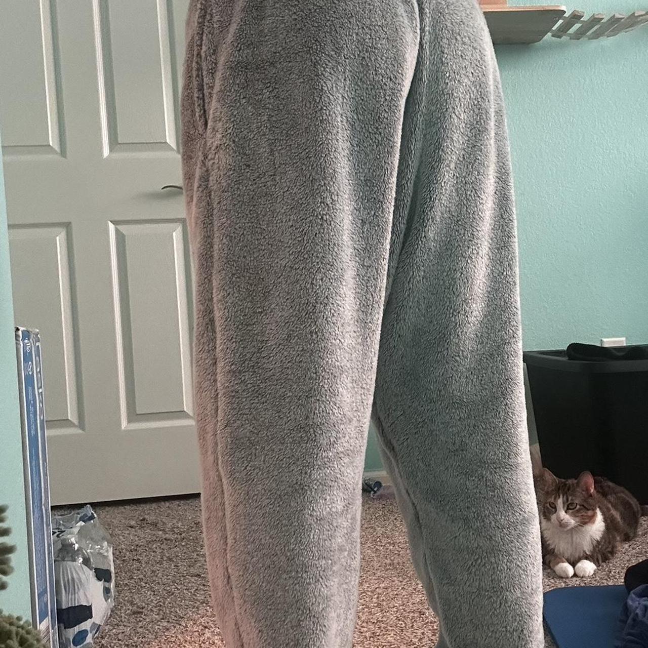 Thrifted L oversized fur sweatpants with elastic... | Depop
