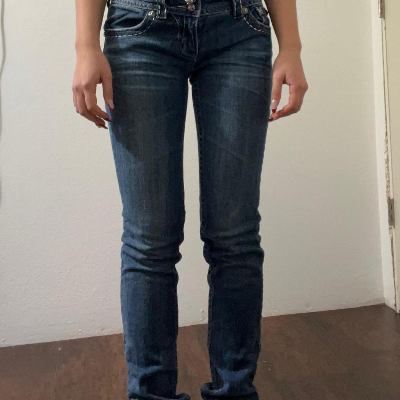 Low-rise Miss Me skinny jeans with bedazzle and... | Depop