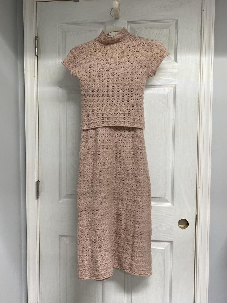 French pink knit two piece set from Zara. Maxi skirt... - Depop