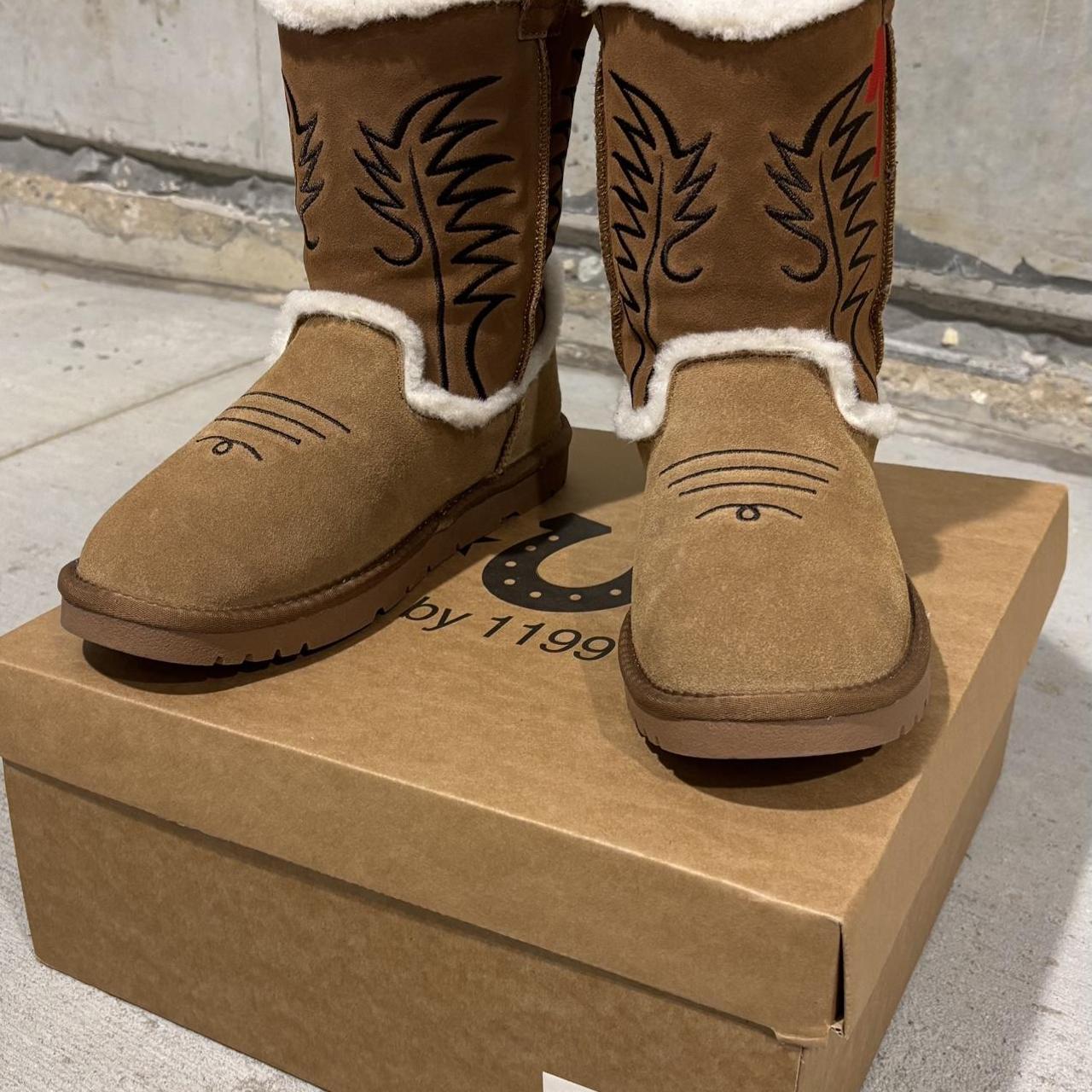 item description, bazo 1199 ugg cowboy boots "fuck... | Depop