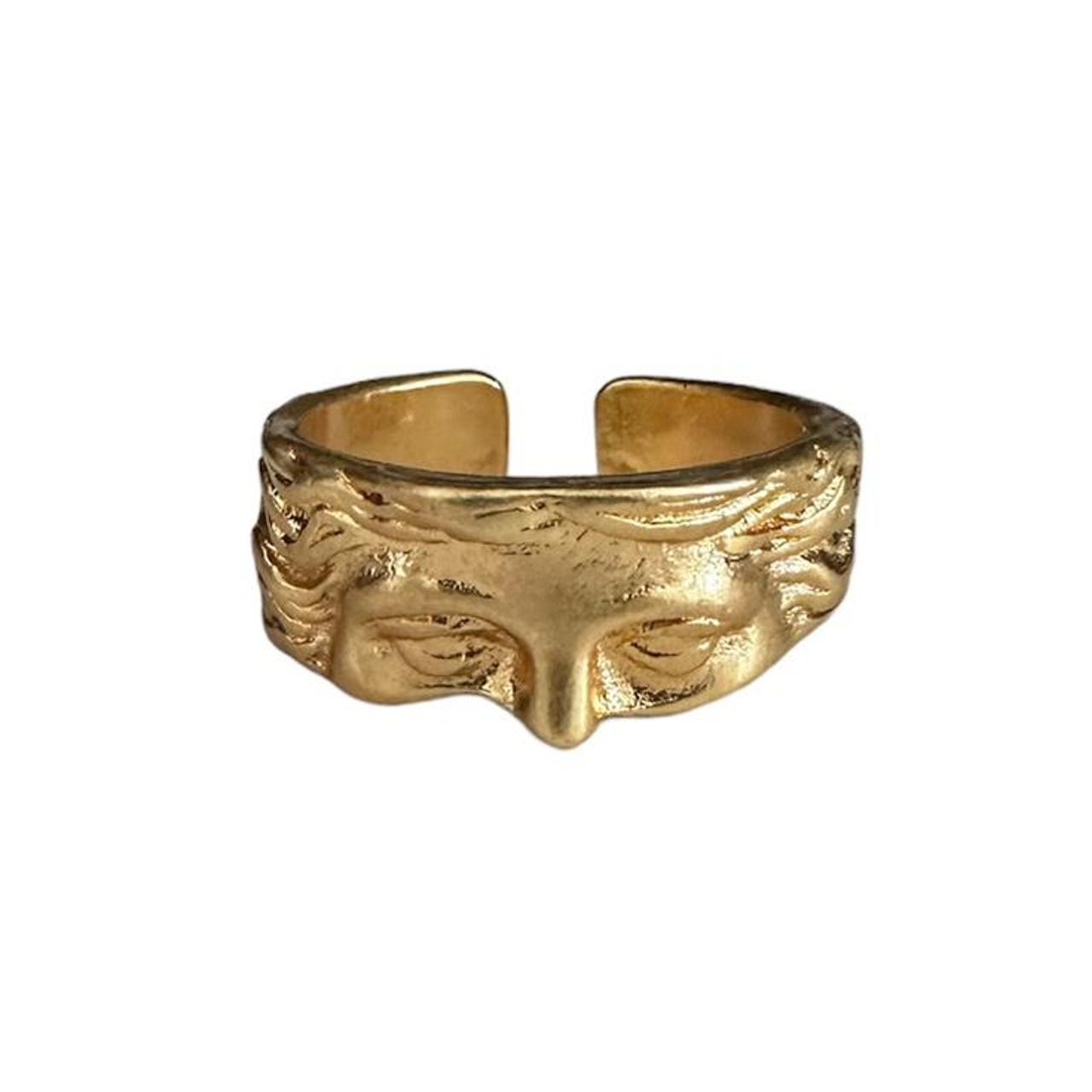 Gold Adjustable Ring - handcrafted design - brand... - Depop