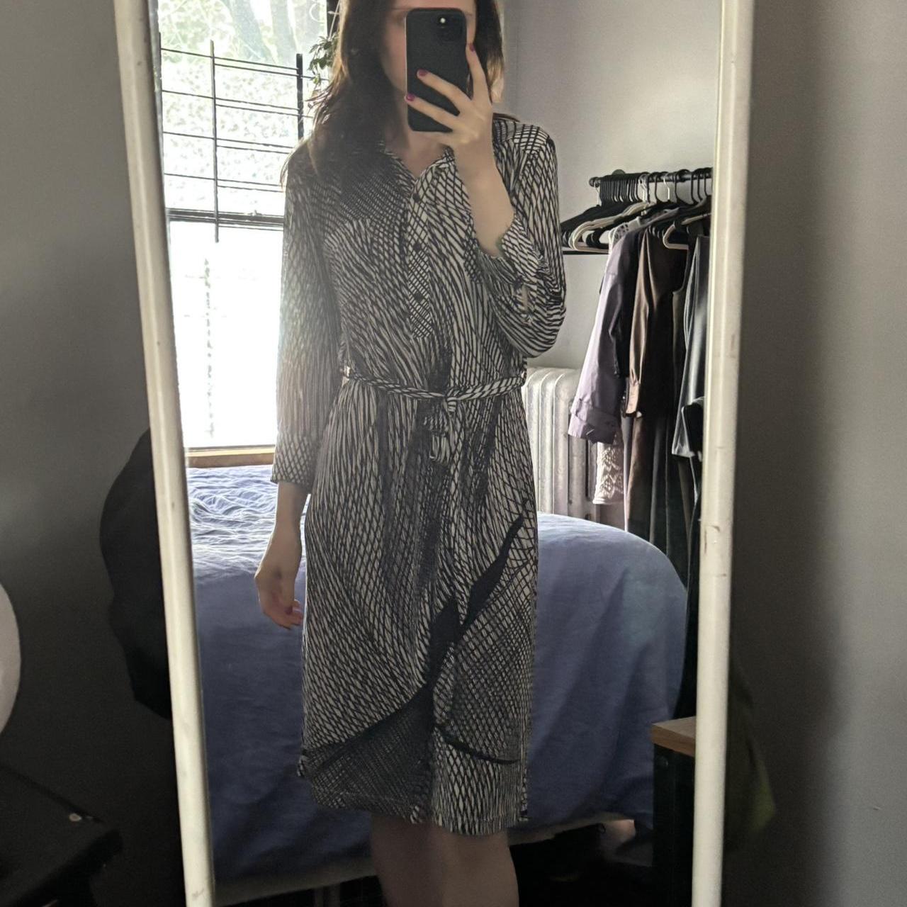Anni Kuan button up stretchy wrap dress with... | Depop