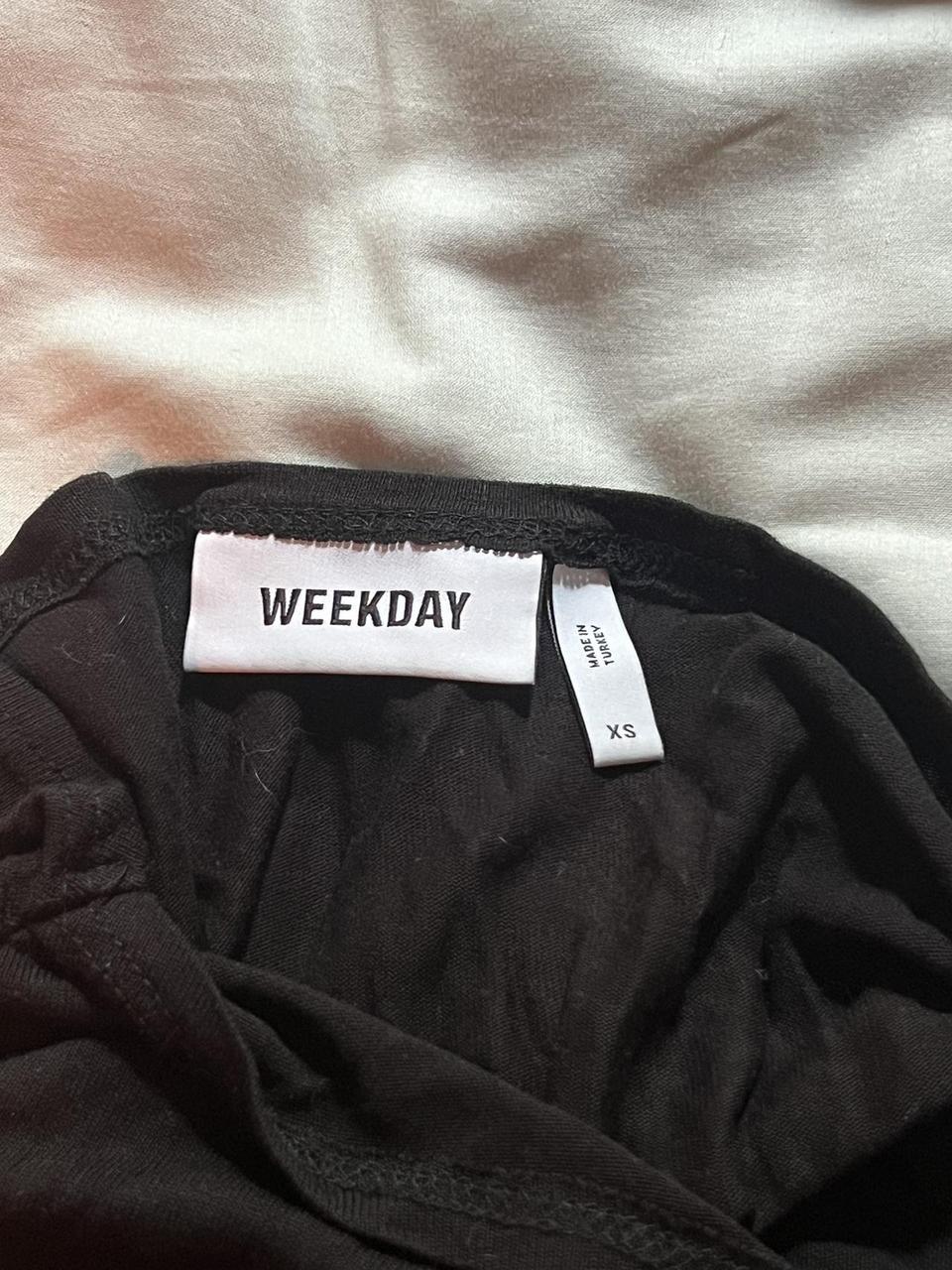 WEEKDAY Black Dress Long XS Cotton Stretch With Leg... - Depop