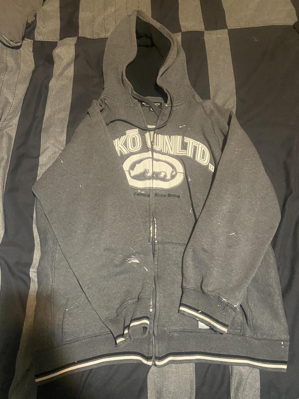 Eckò unltd gray zip up very used - Depop