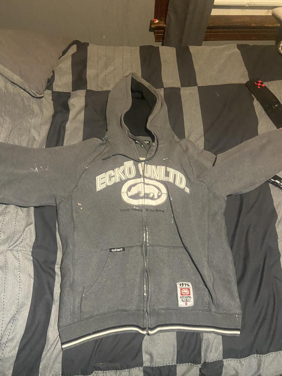 Eckò unltd gray zip up very used - Depop