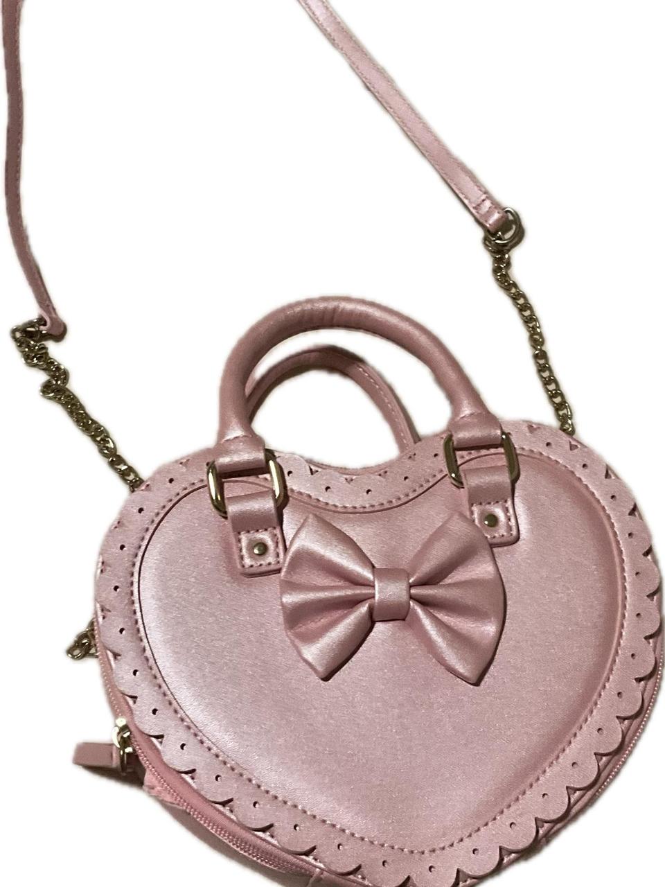 pink heart shaped hot topic bag, stains on the... - Depop