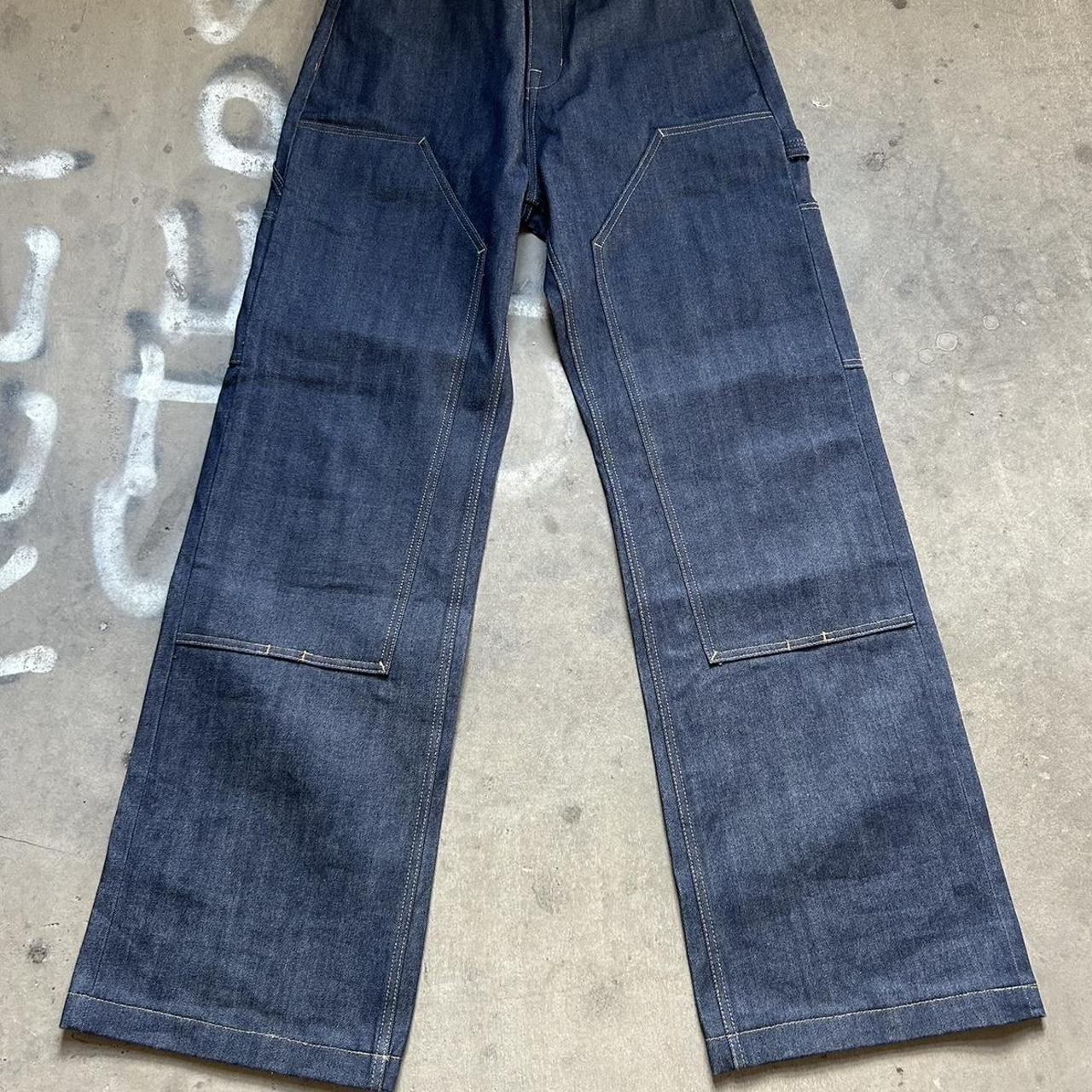 Rick Owens Double Knee Geth Cut Selvedge Indigo... | Depop