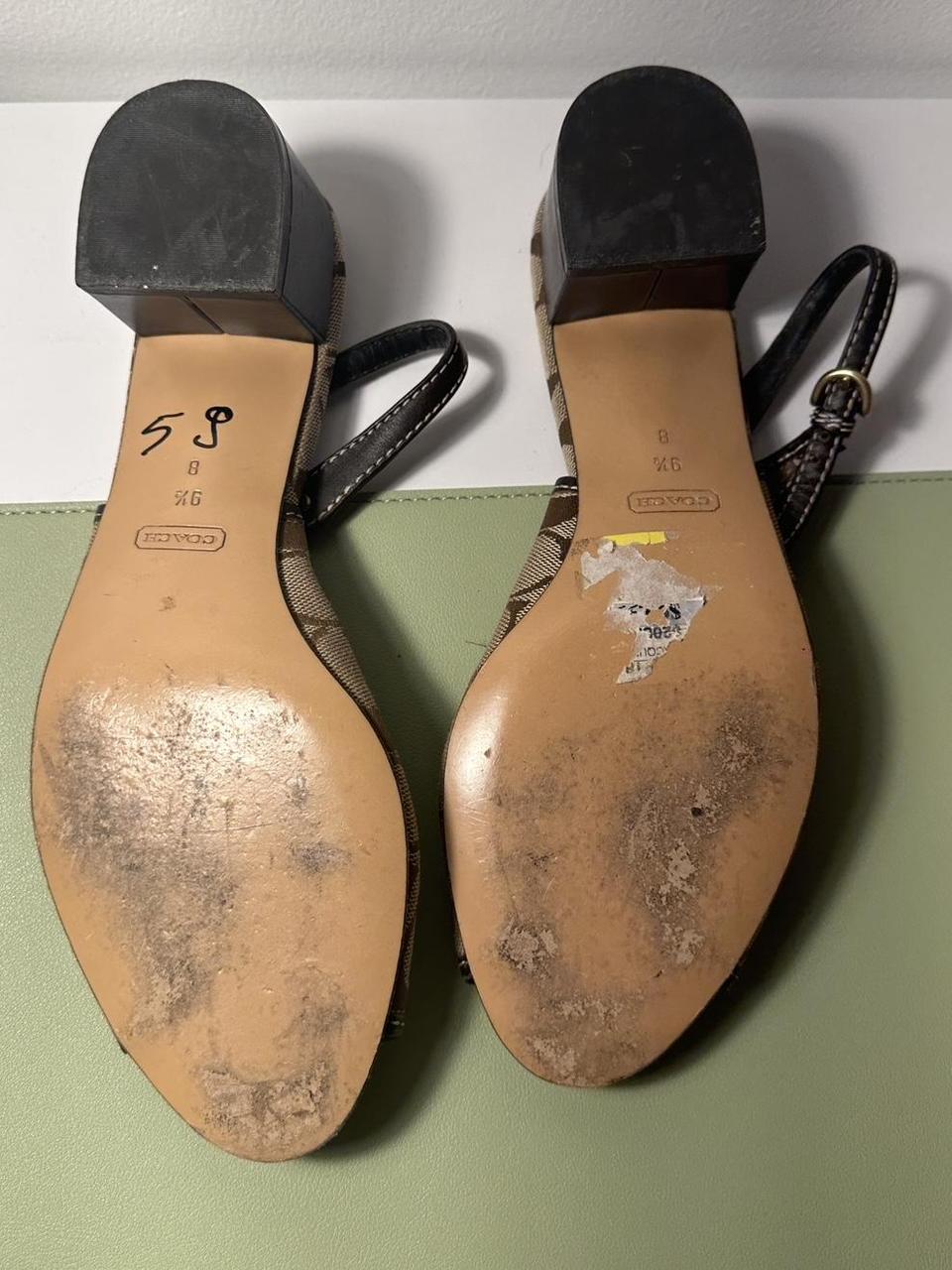 Vintage Mono cute block coach heels with gold... - Depop