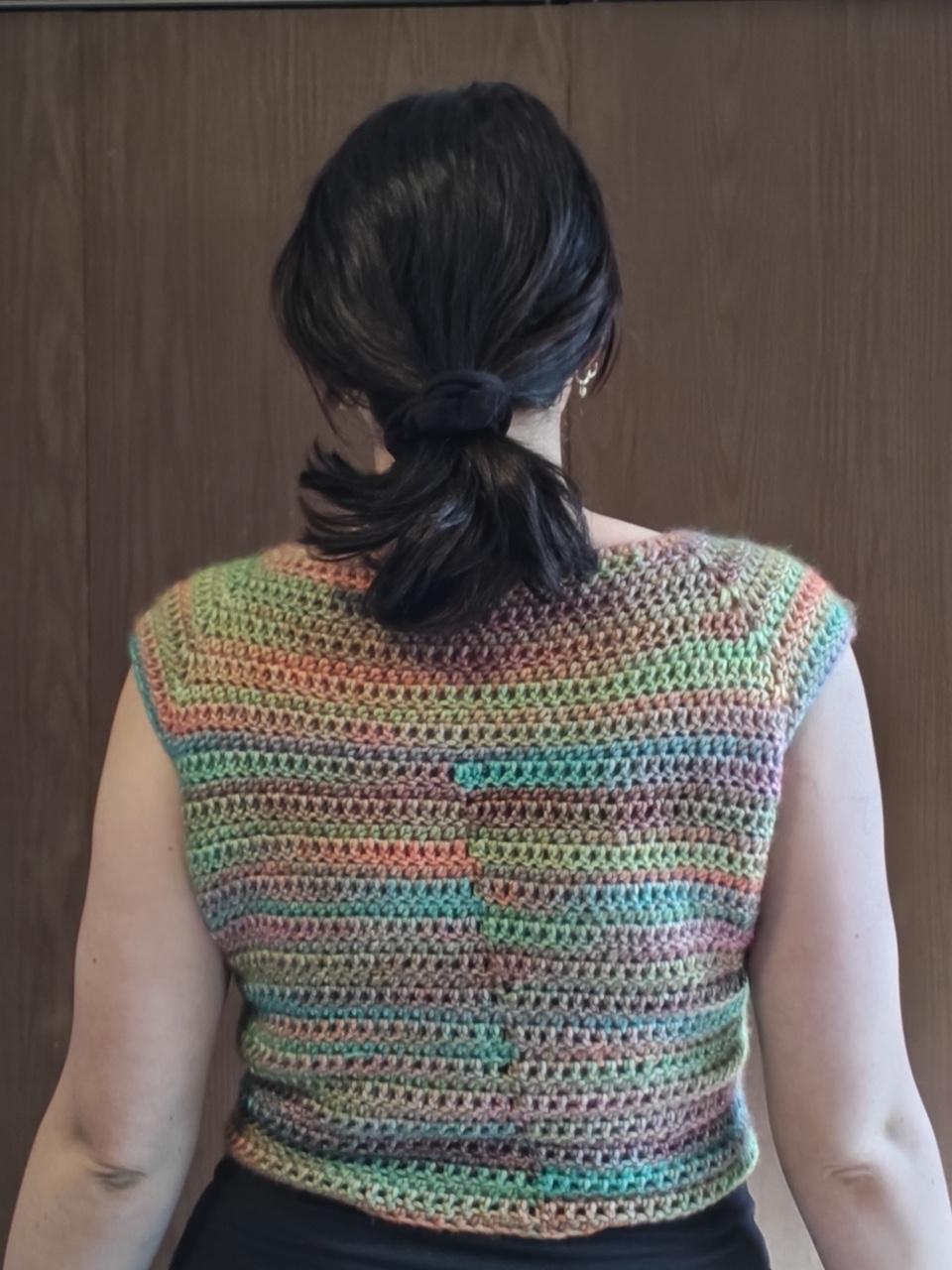 Multi-colored crochet raglan top. Made of 100% soft... - Depop