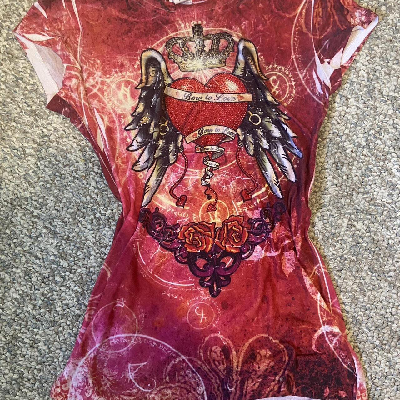 small blinged form fitting y2k shirt! it says it’s a... | Depop