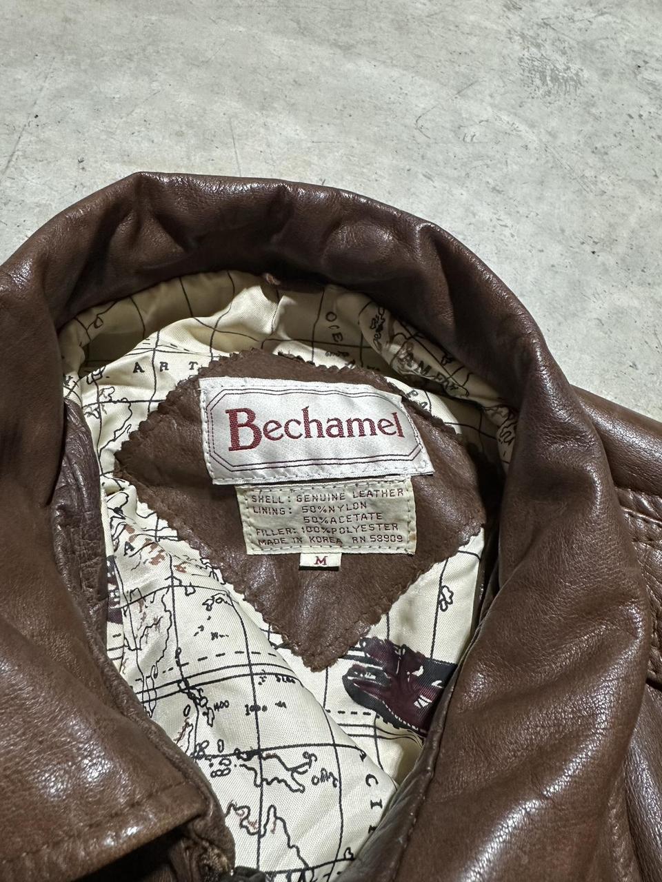 Bechamel Vintage Leather Bomber Jacket Brown No... - Depop