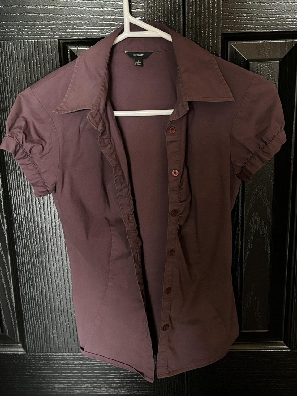 Cue business shirt in a maroon/plum colour.... - Depop