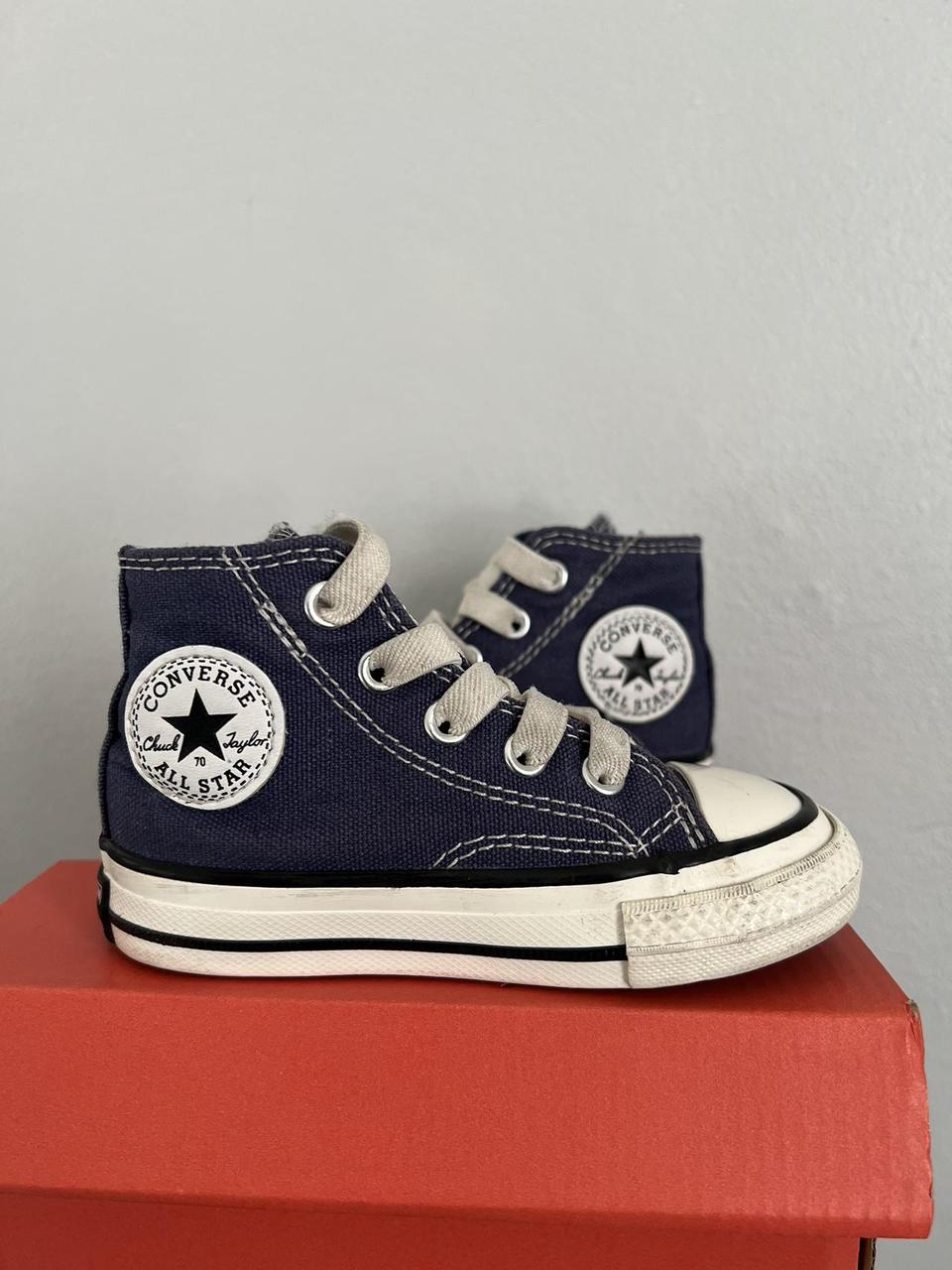 Dark blue toddler converse!! Size 5 (can fit a... - Depop