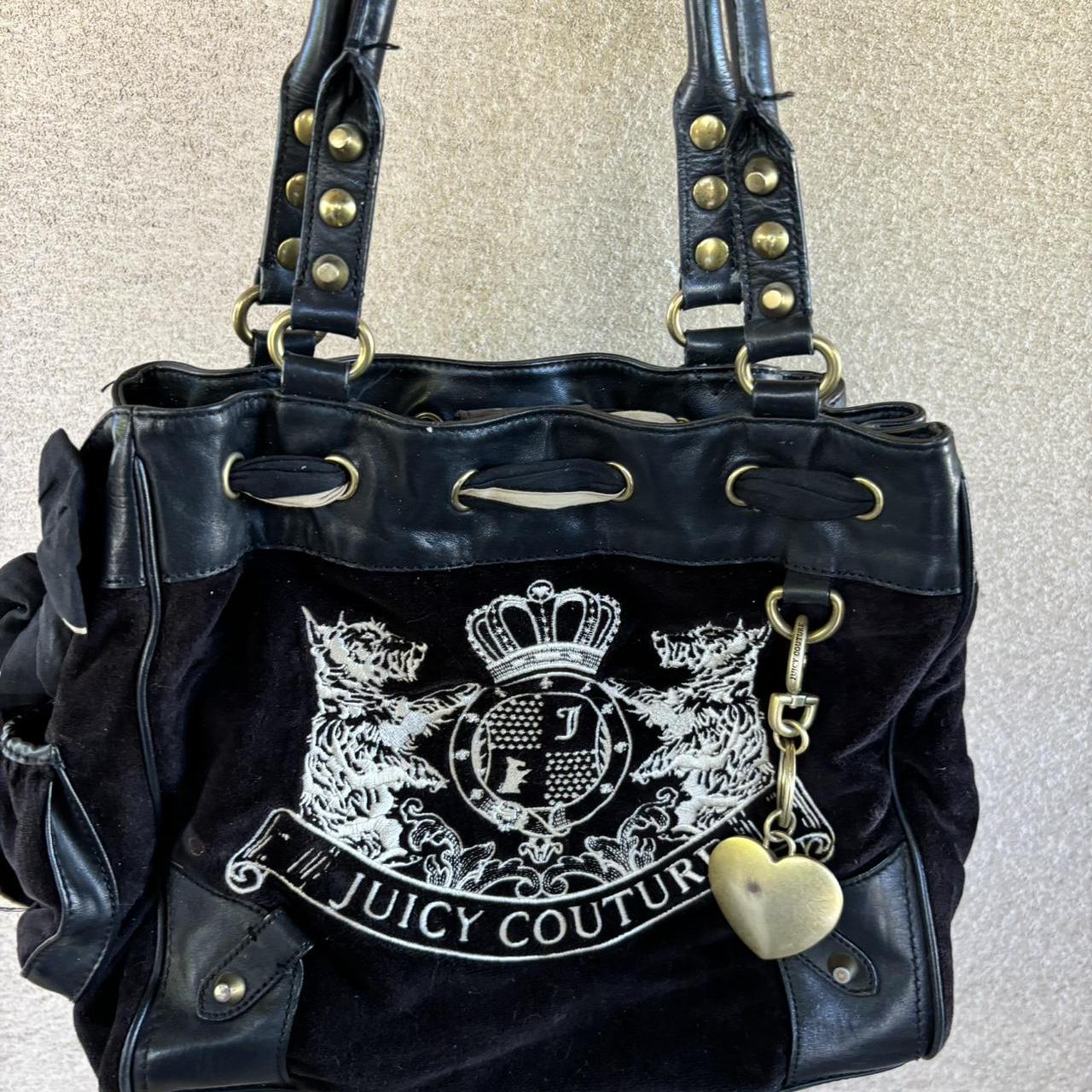 Vintage Black velvet Juicy Couture Bag /Purse - Depop