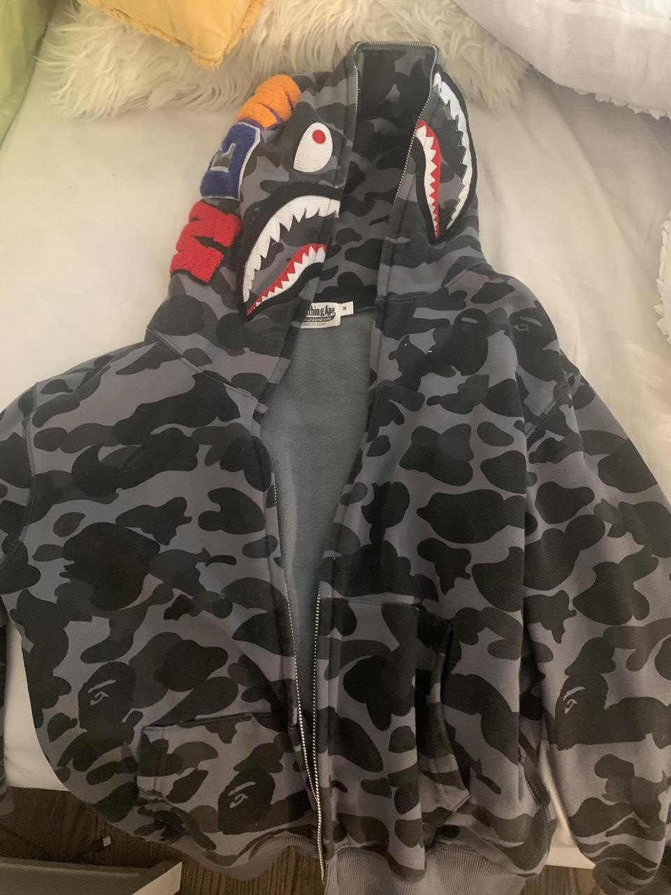 Grey Bape jacket Worn a few times No flaws size -... - Depop
