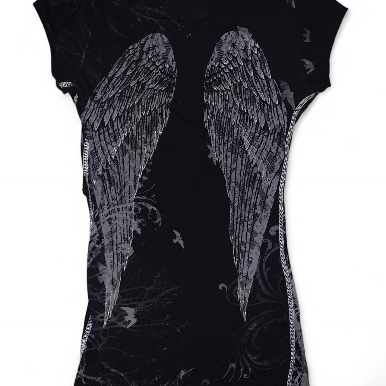 Black & grey angel wings top #goth #grunge... | Depop
