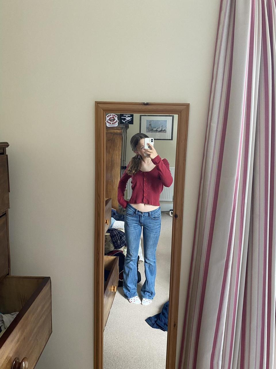 red french connection cardigan-size small - Depop