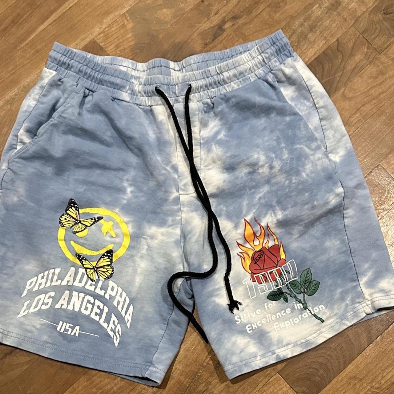 Cloudy blue Los Angeles shorts - Depop