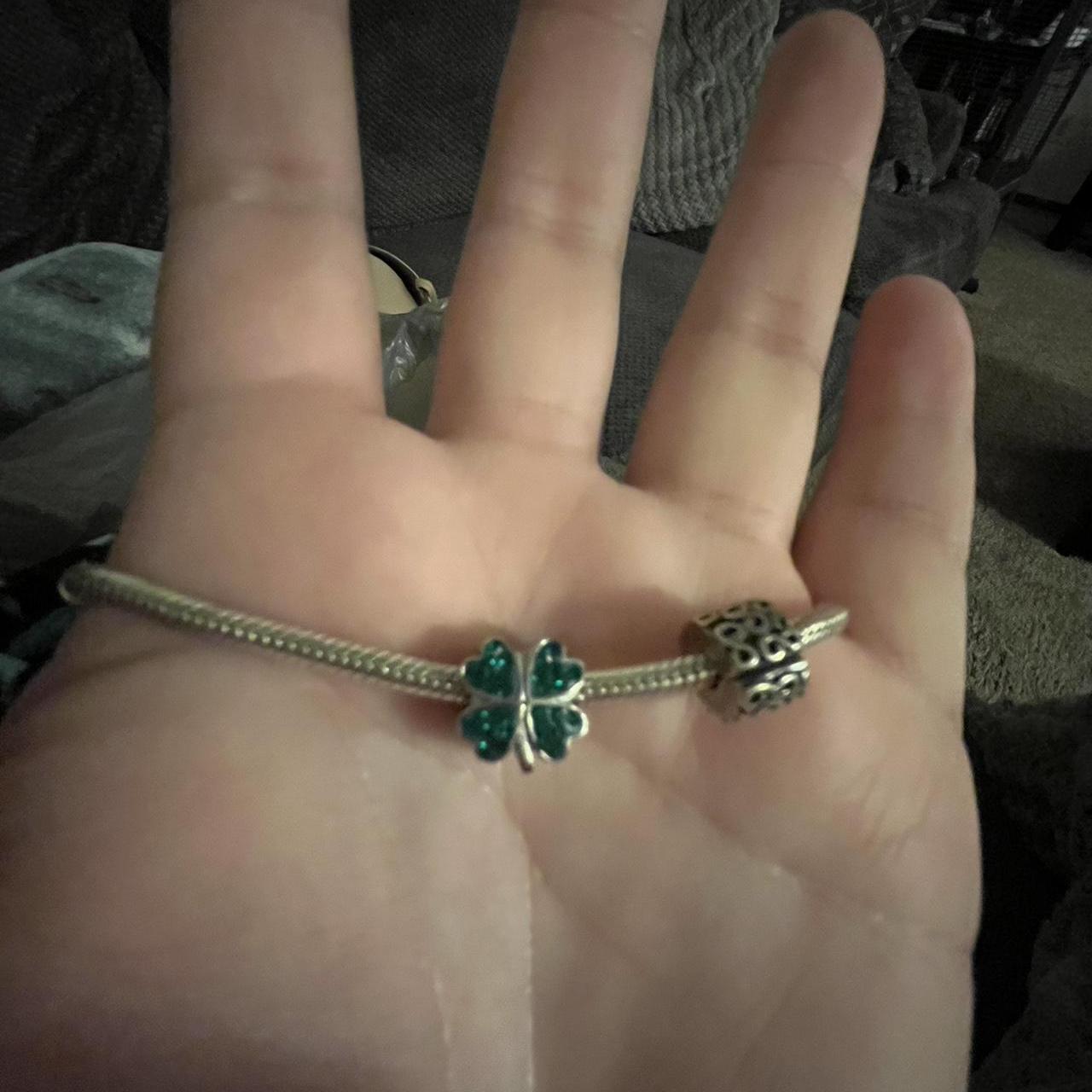 Sparkly four leaf clover charm for pandora bracelet - Depop