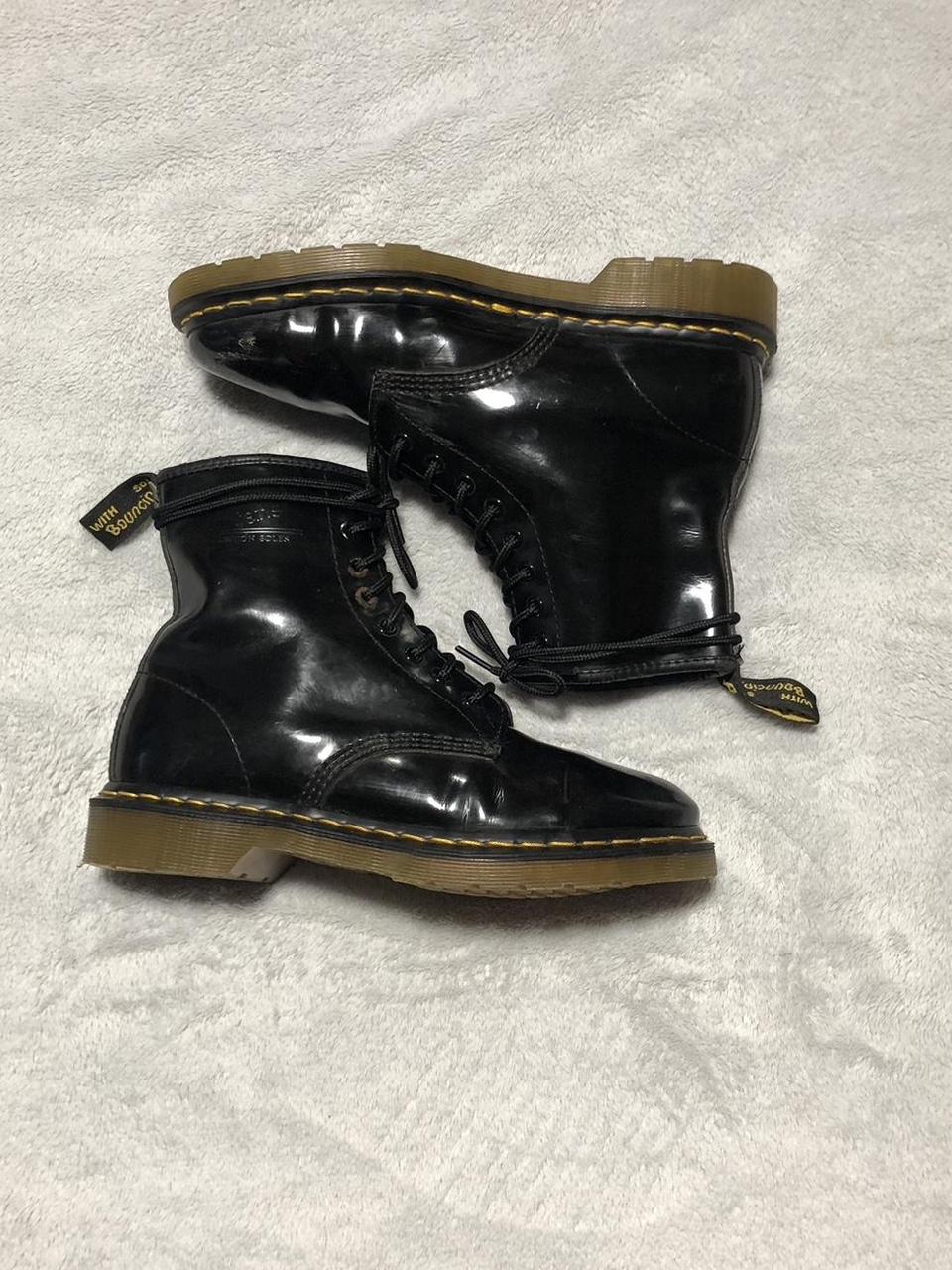 DR. MARTENS Black shiny doc marten UNISEX boots Size... - Depop
