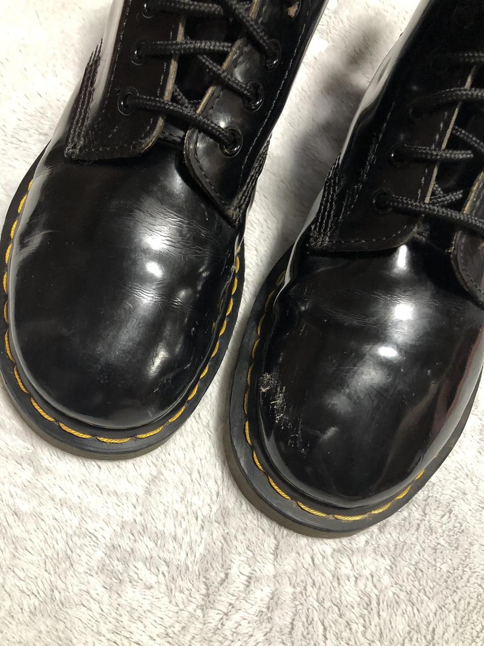 DR. MARTENS Black shiny doc marten UNISEX boots Size... - Depop