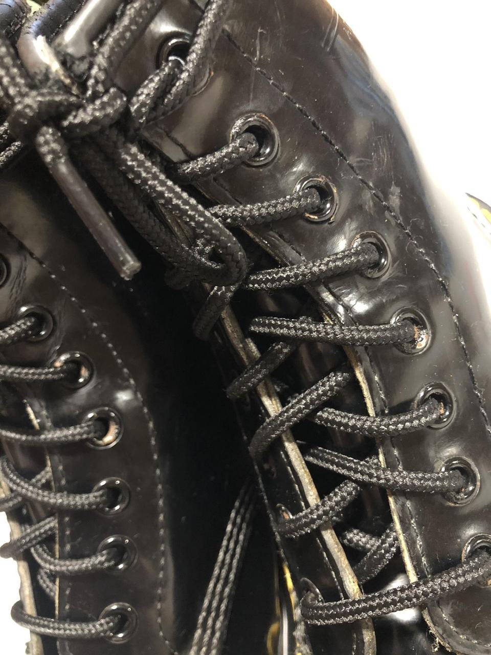 DR. MARTENS Black shiny doc marten UNISEX boots Size... - Depop