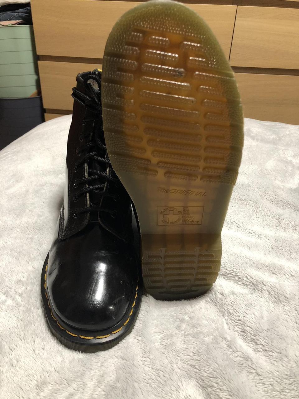 DR. MARTENS Black shiny doc marten UNISEX boots Size... - Depop