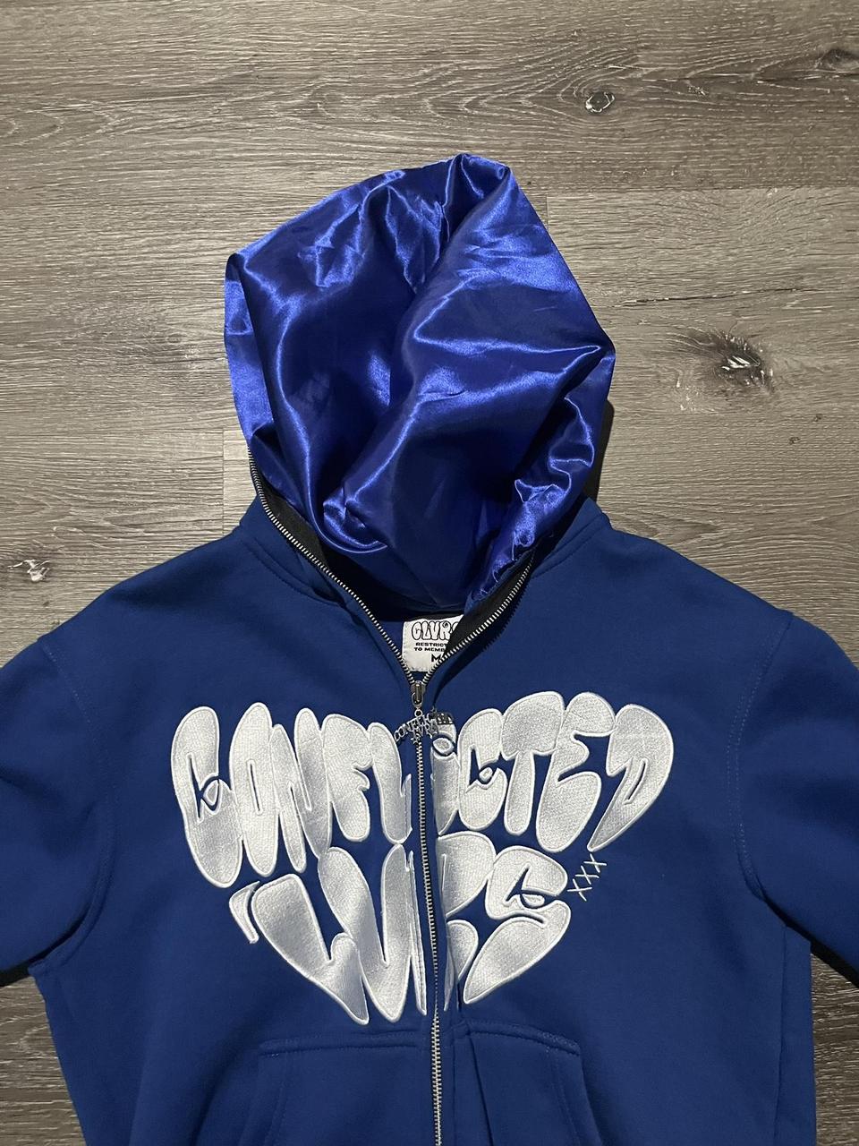 Vintage Satin Lined Royal Blue Full-Zip Medium... - Depop