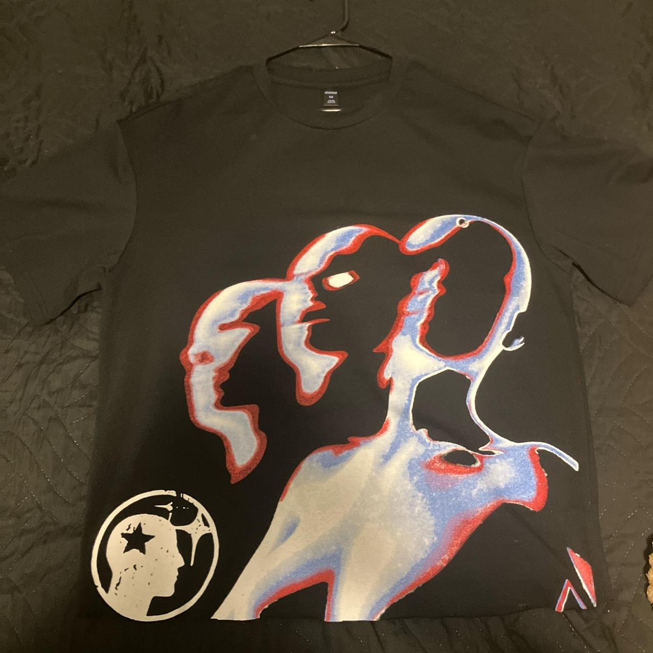 grapic tee size medium graphic print, black tee,... | Depop