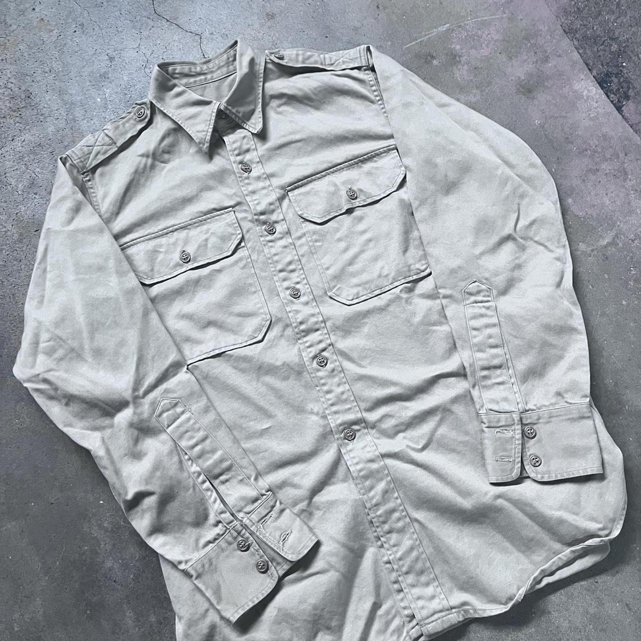 Rare true vintage 50’s army button up Size L/xl... | Depop