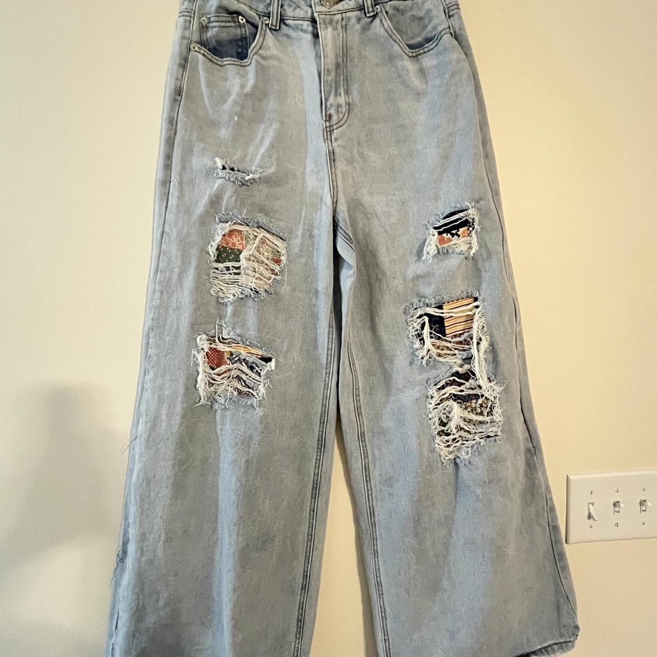 Upcycled patchwork jeans! I ripped the side seams... | Depop