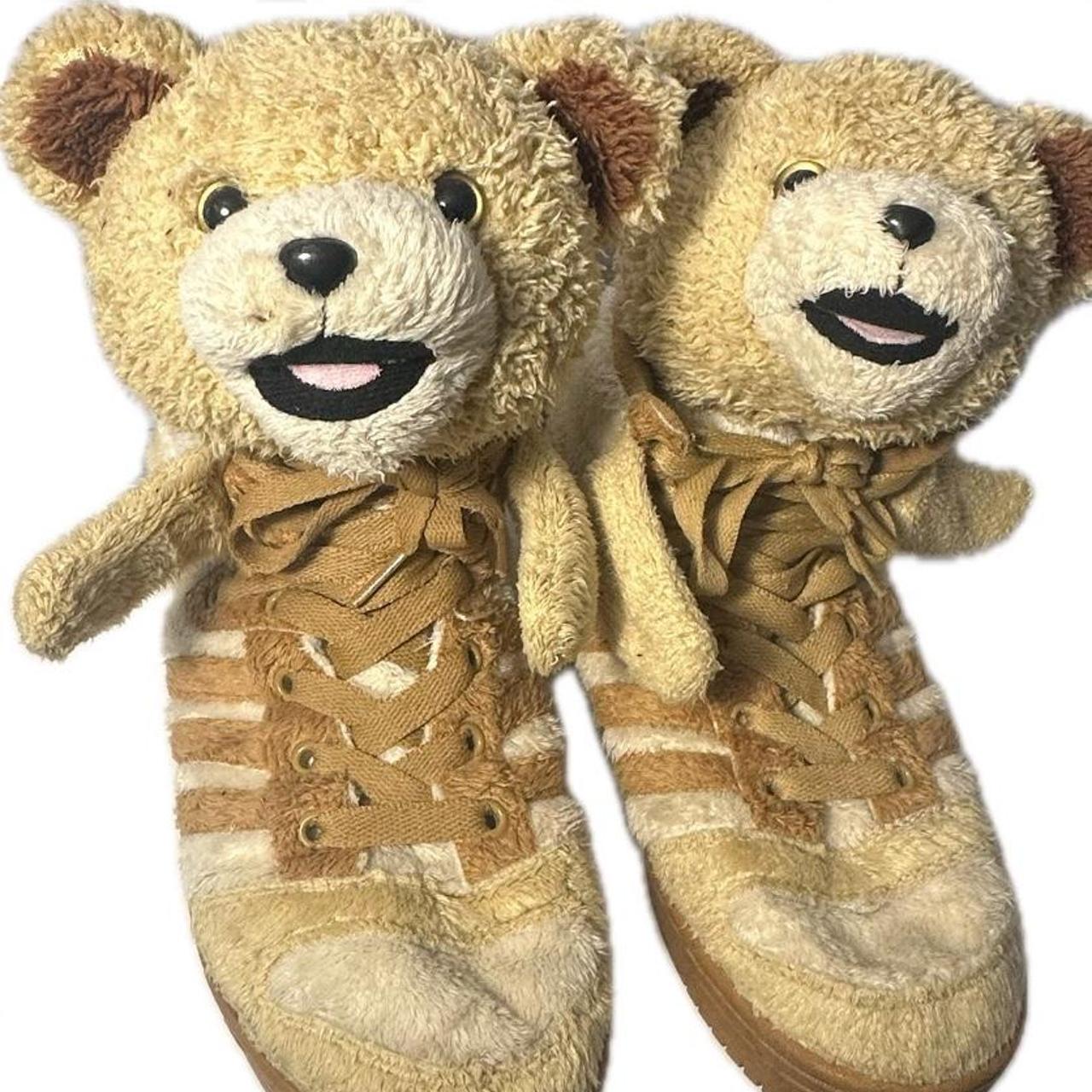 Rare Adidas x Jeremy Scott “Teddy Bear” Brown High... | Depop