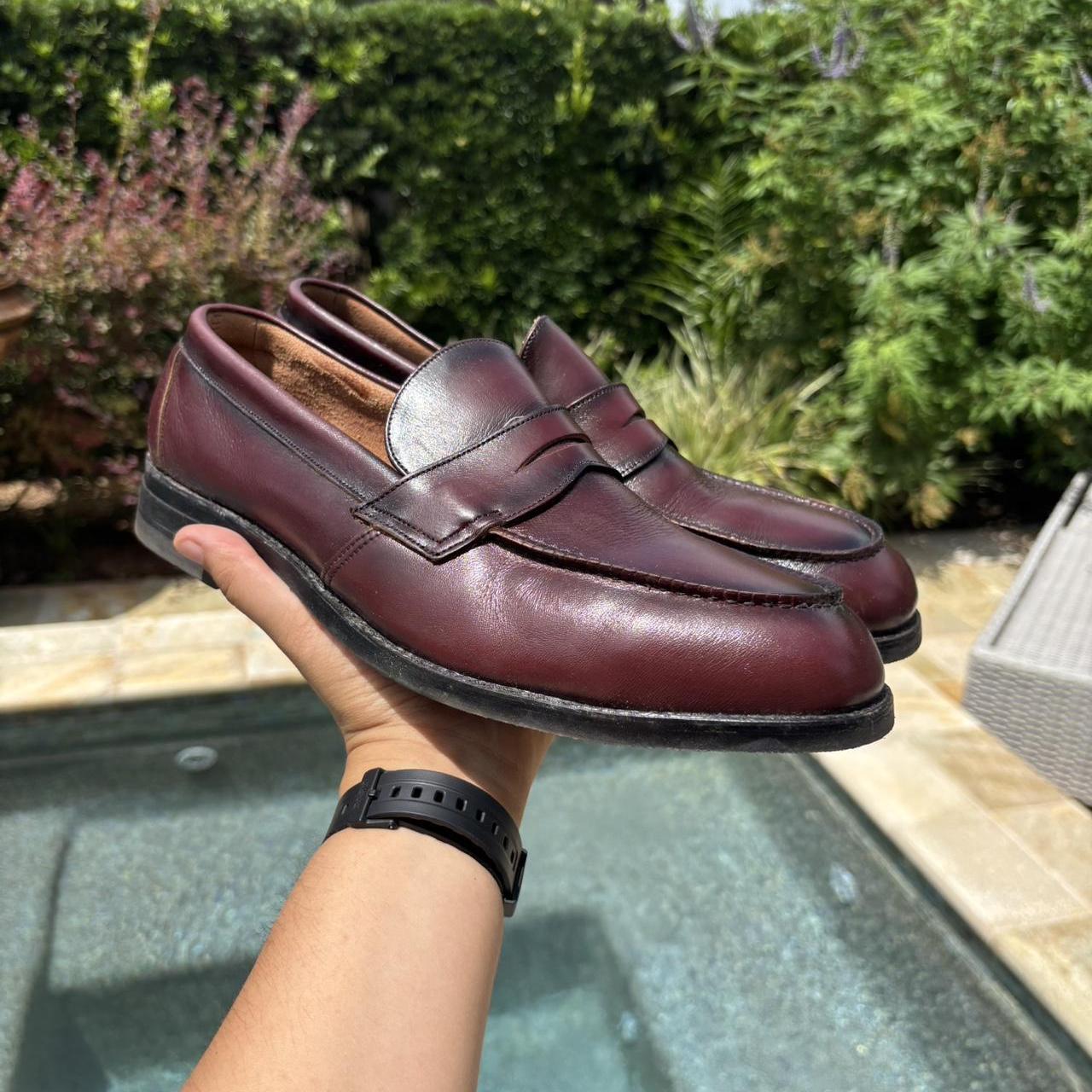 Burgundy red black cherry mens penny... | Depop