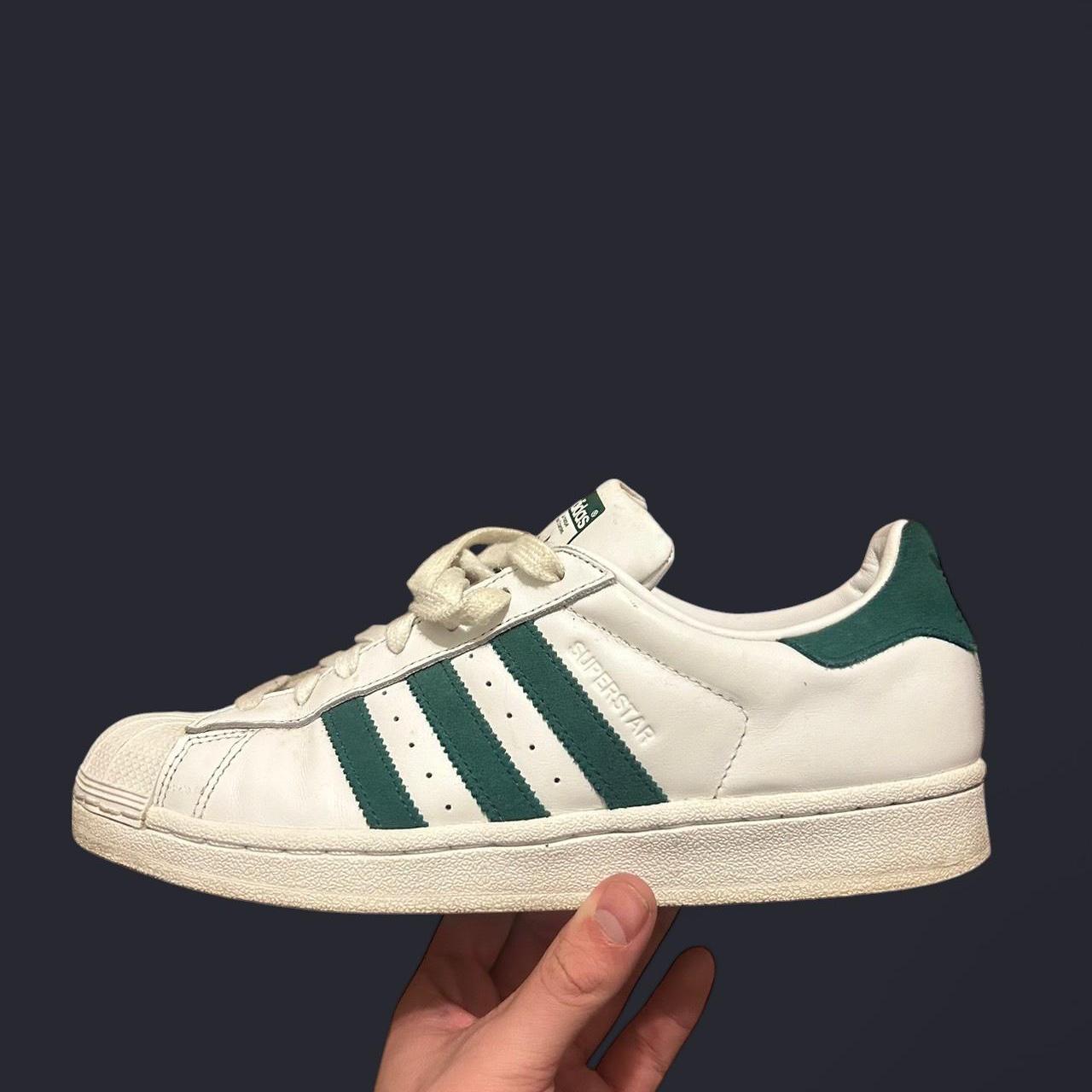 Vintage Green And White Shell Toe Adidas Superstars... | Depop
