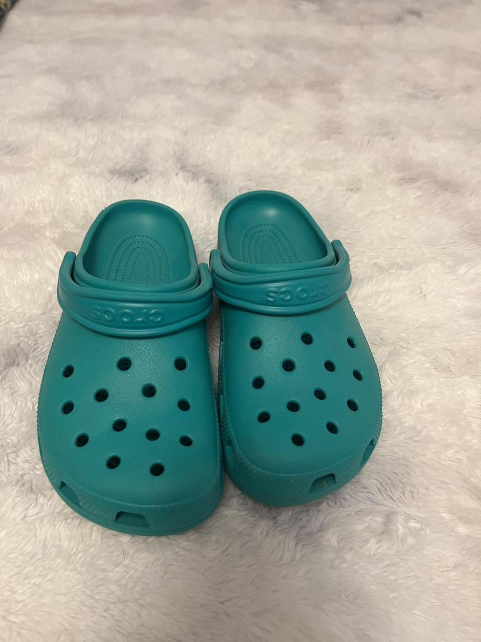 Teal Crocs Womens 9 Mens 7 - Depop