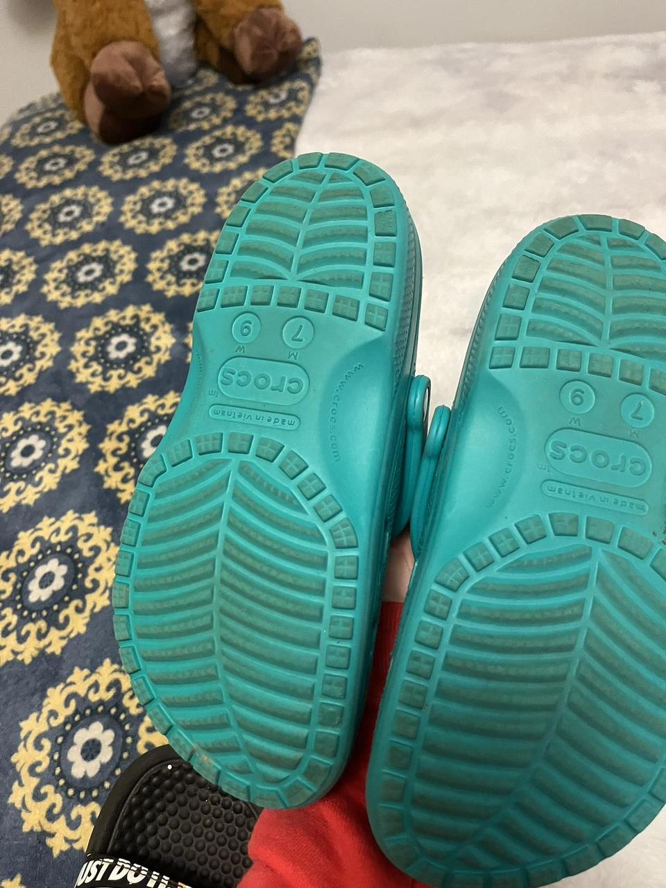 Teal Crocs Womens 9 Mens 7 - Depop