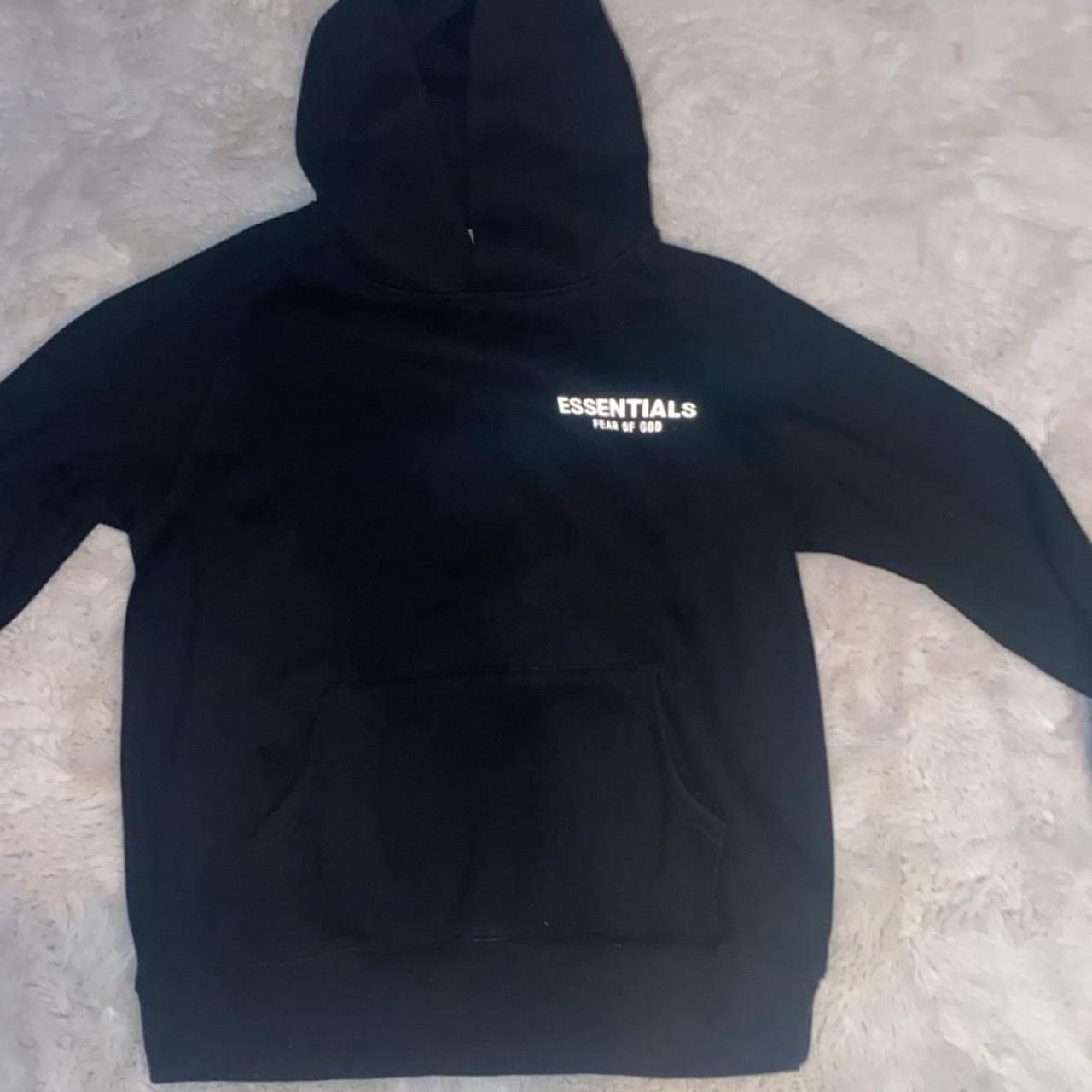 Size Small black reflective light essentials hoodie | Depop