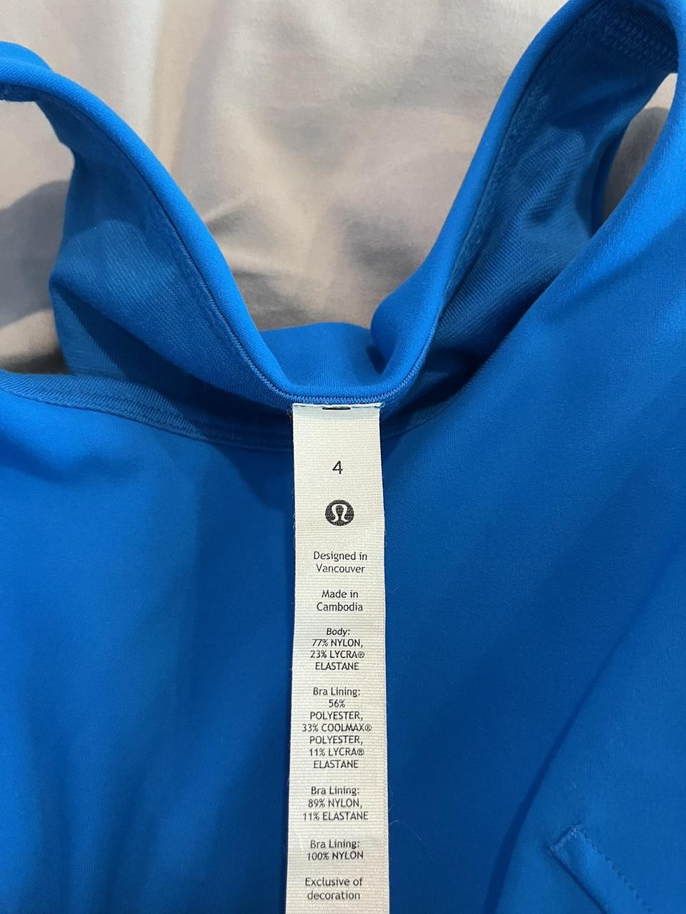 bright blue high neck lululemon top with removable... - Depop