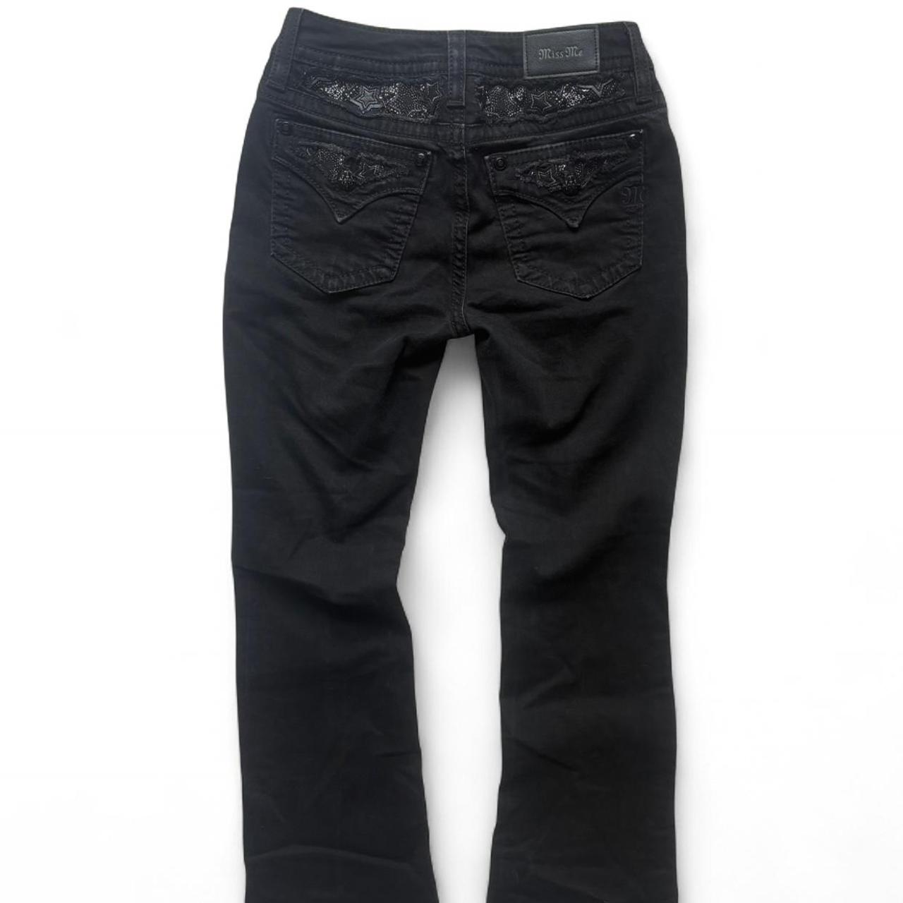 Miss Me black bootcut jeans with star embroidered... | Depop