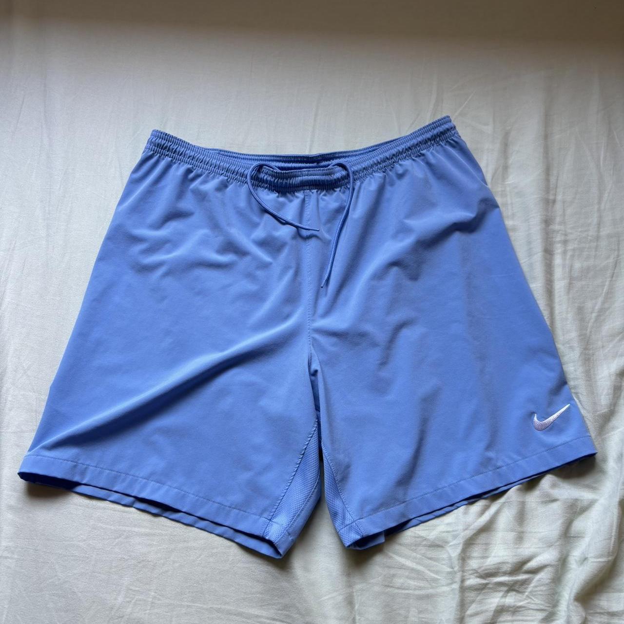 Nike Light Blue Training Shorts -> DM to... - Depop
