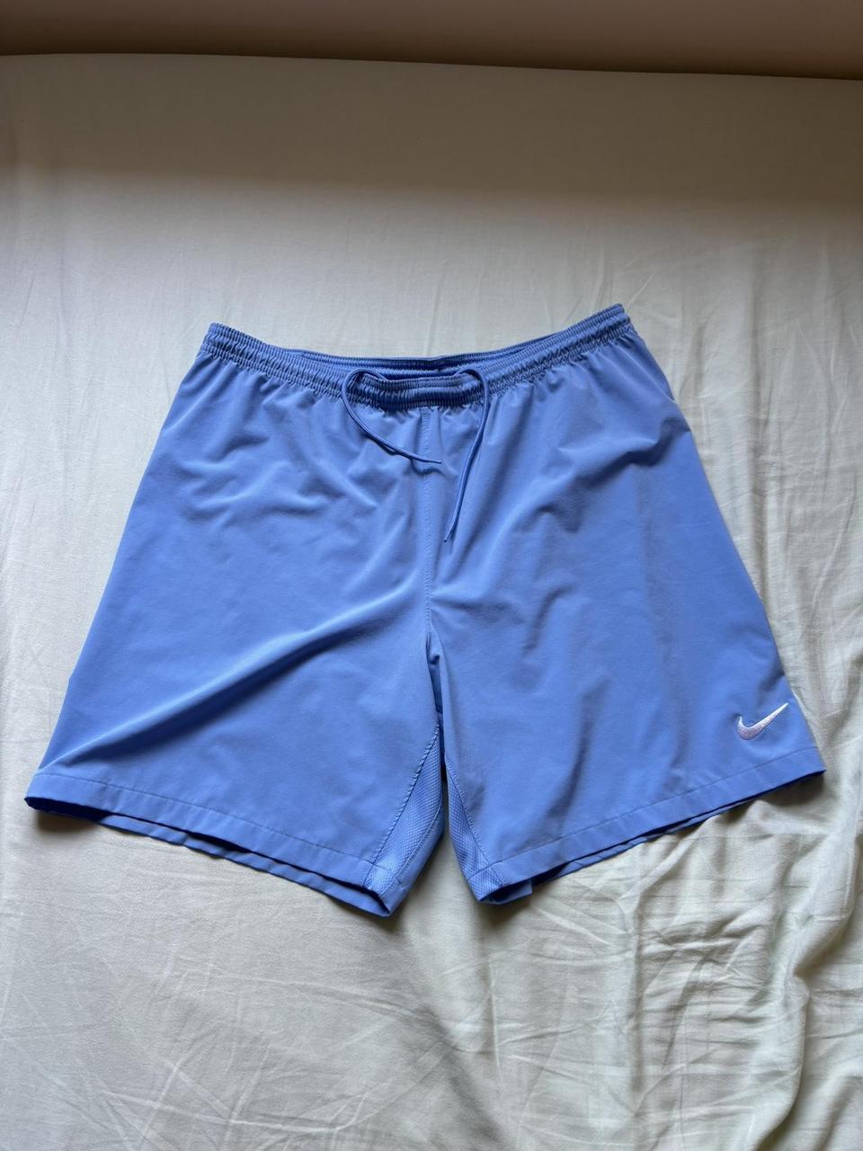 Nike Light Blue Training Shorts -> DM to... - Depop