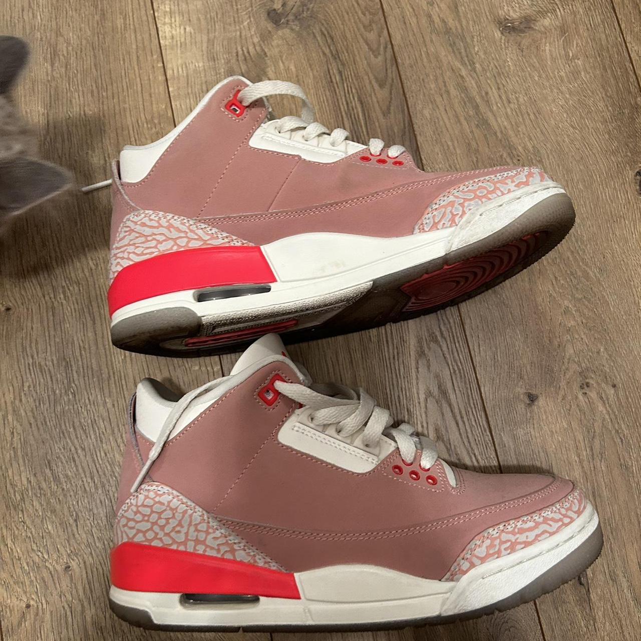 Pink Nike Jordan 3. Barely worn. Verified authentic - Depop