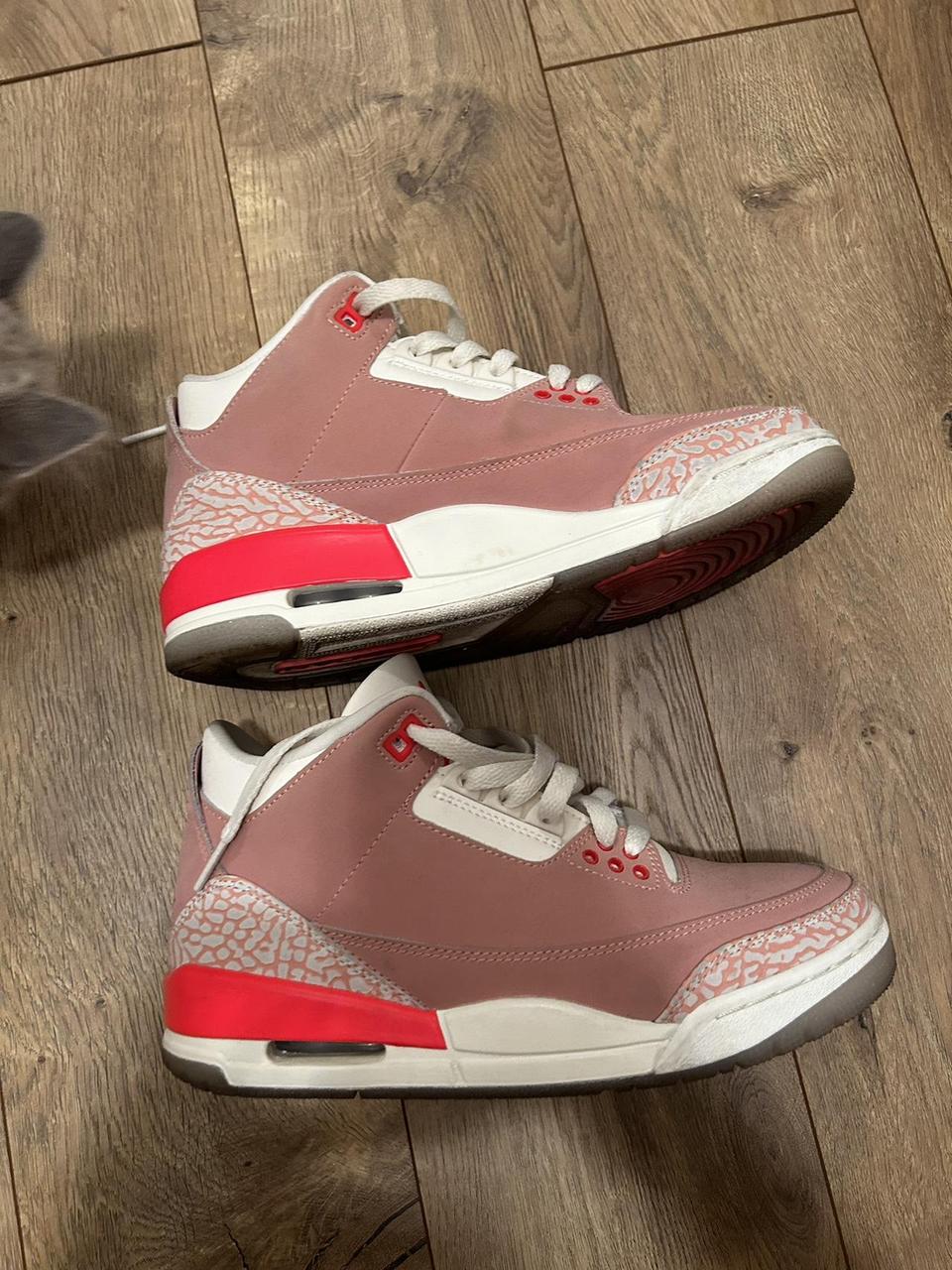 Pink Nike Jordan 3. Barely worn. Verified authentic - Depop