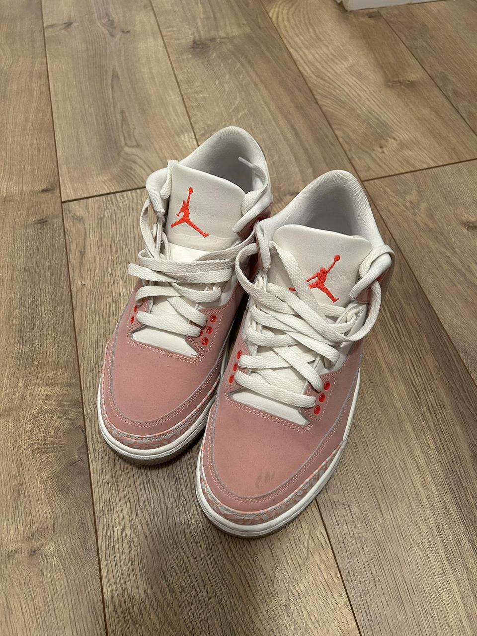 Pink Nike Jordan 3. Barely worn. Verified authentic - Depop
